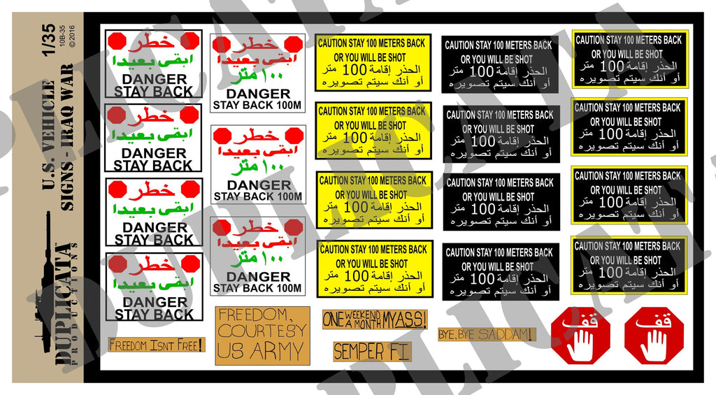Diorama Accessory - U.S. Vehicle Signs, Iraq War - 1/35 Scale ...