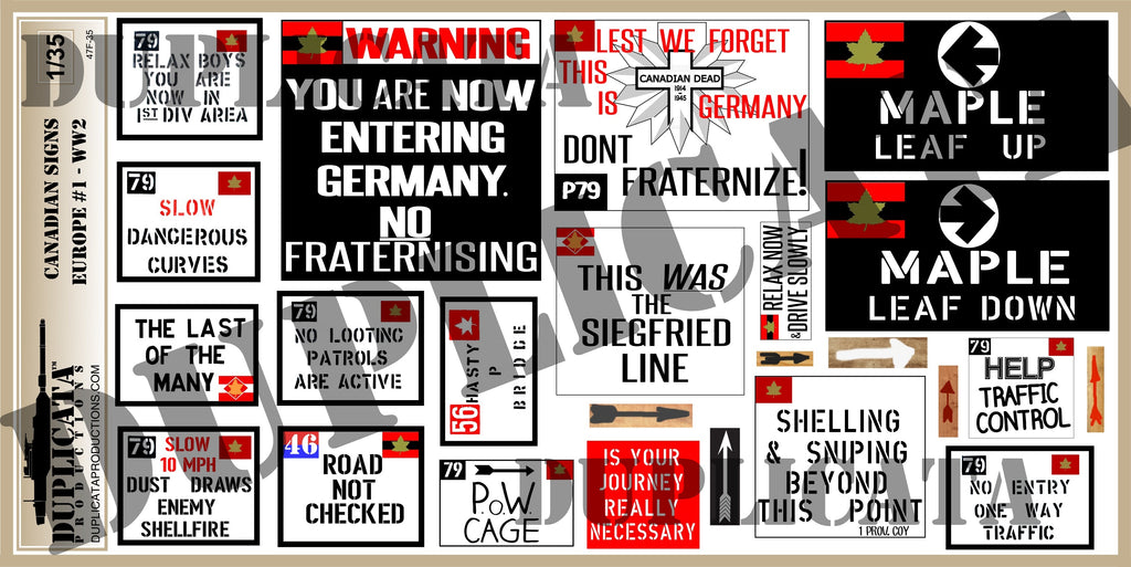 Diorama Accessory - Canadian Signs, Europe - WW2 - 1/35 Scale ...