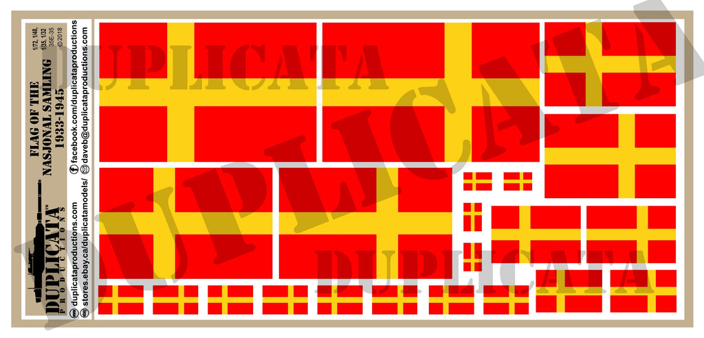 Nasjonal Samling (National Union) Flag - 1/72, 1/48, 1/35, 1/32 Scales ...