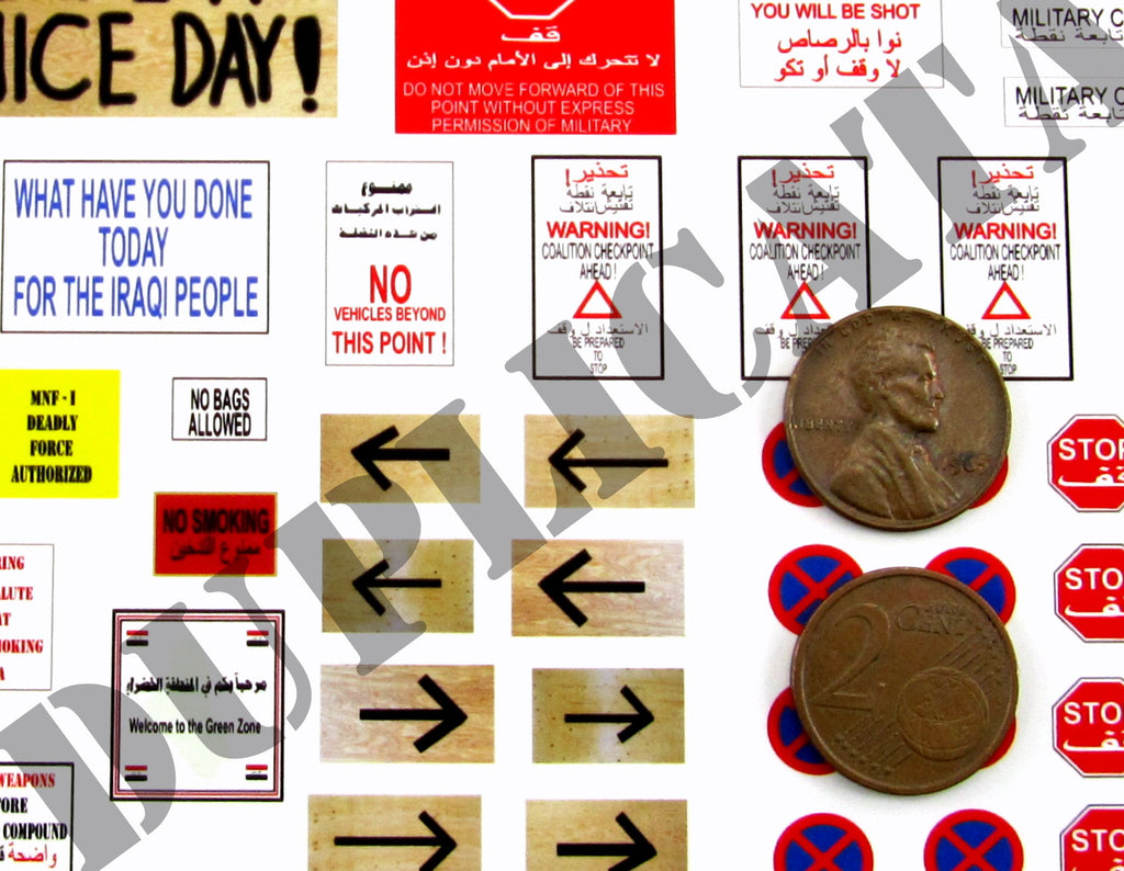 Diorama Accessory - Base / Checkpoint Signs - Iraq War - 1/72 Scale ...