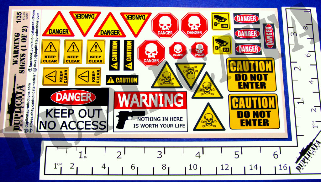 Diorama Accessory - Warning/Caution/Danger Signs - 1/35 Scale ...